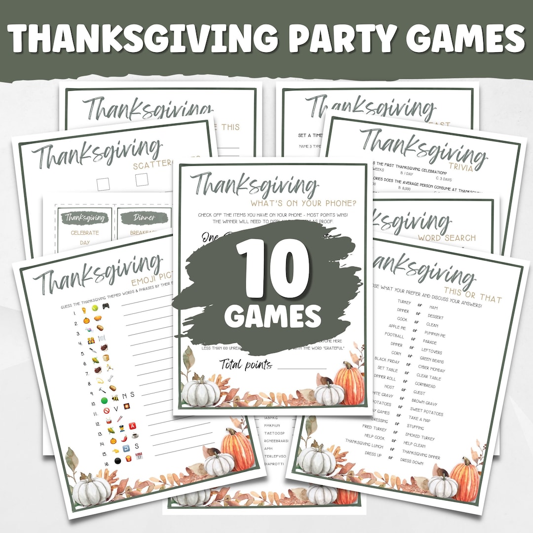 Thanksgiving Printable Games Thanksgiving Games Bundle Friendsgiving ...