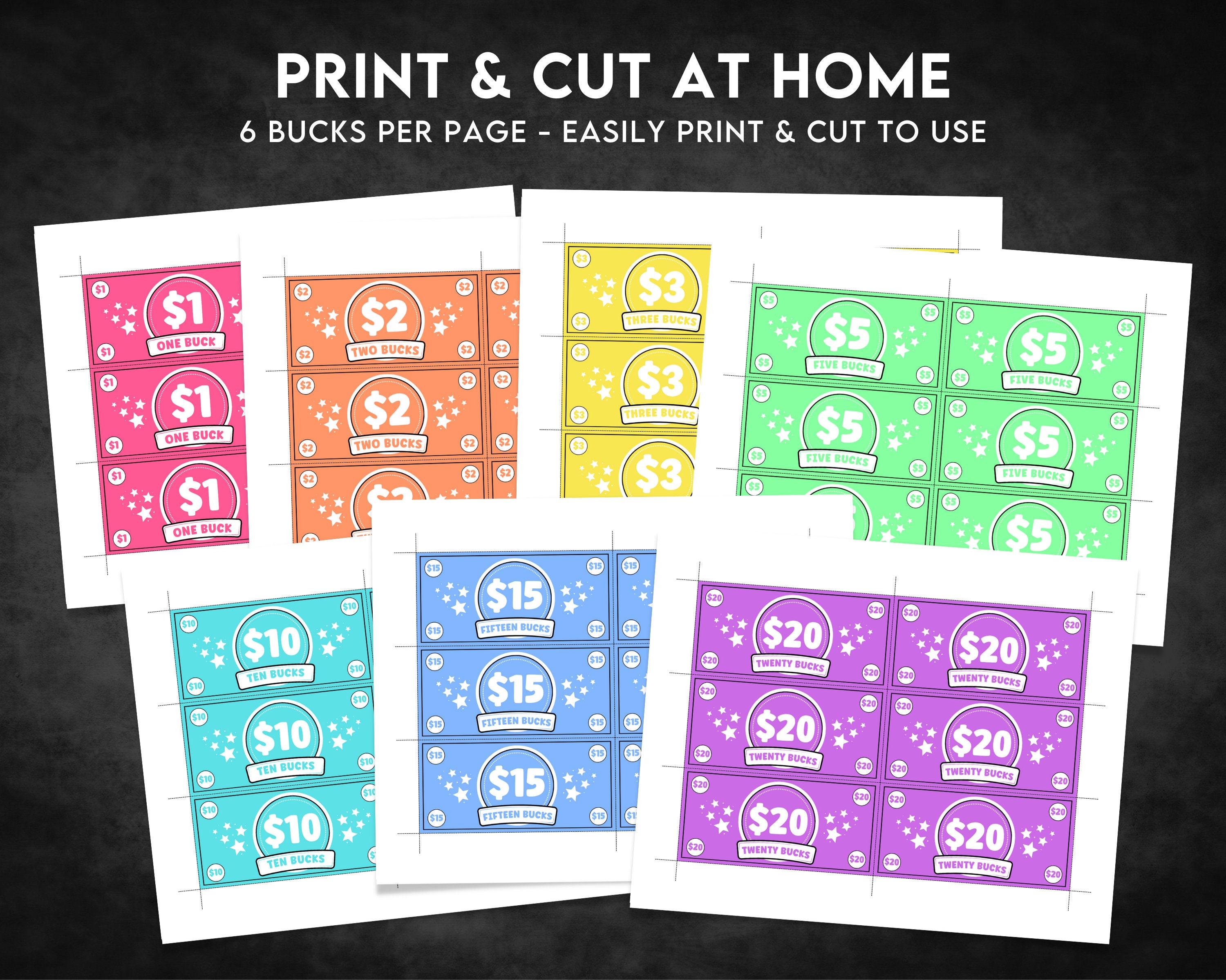 Editable Kids Reward Bucks, Mom Bucks, Chore Bucks, Play Money, Pretend ...