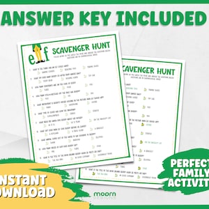 Elf Movie Scavenger Hunt Scavenger Hunt Christmas Game Printable ...