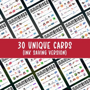 Big Game Commercial Bingo, Super Commercials Bowl Bingo, Football Bingo ...