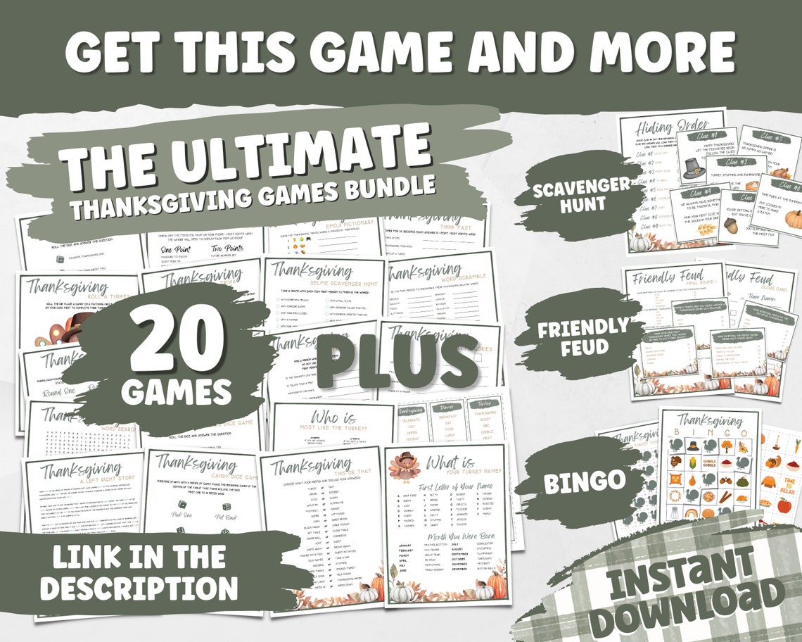 Thanksgiving Selfie Scavenger Hunt | Thanksgiving Printable Game ...