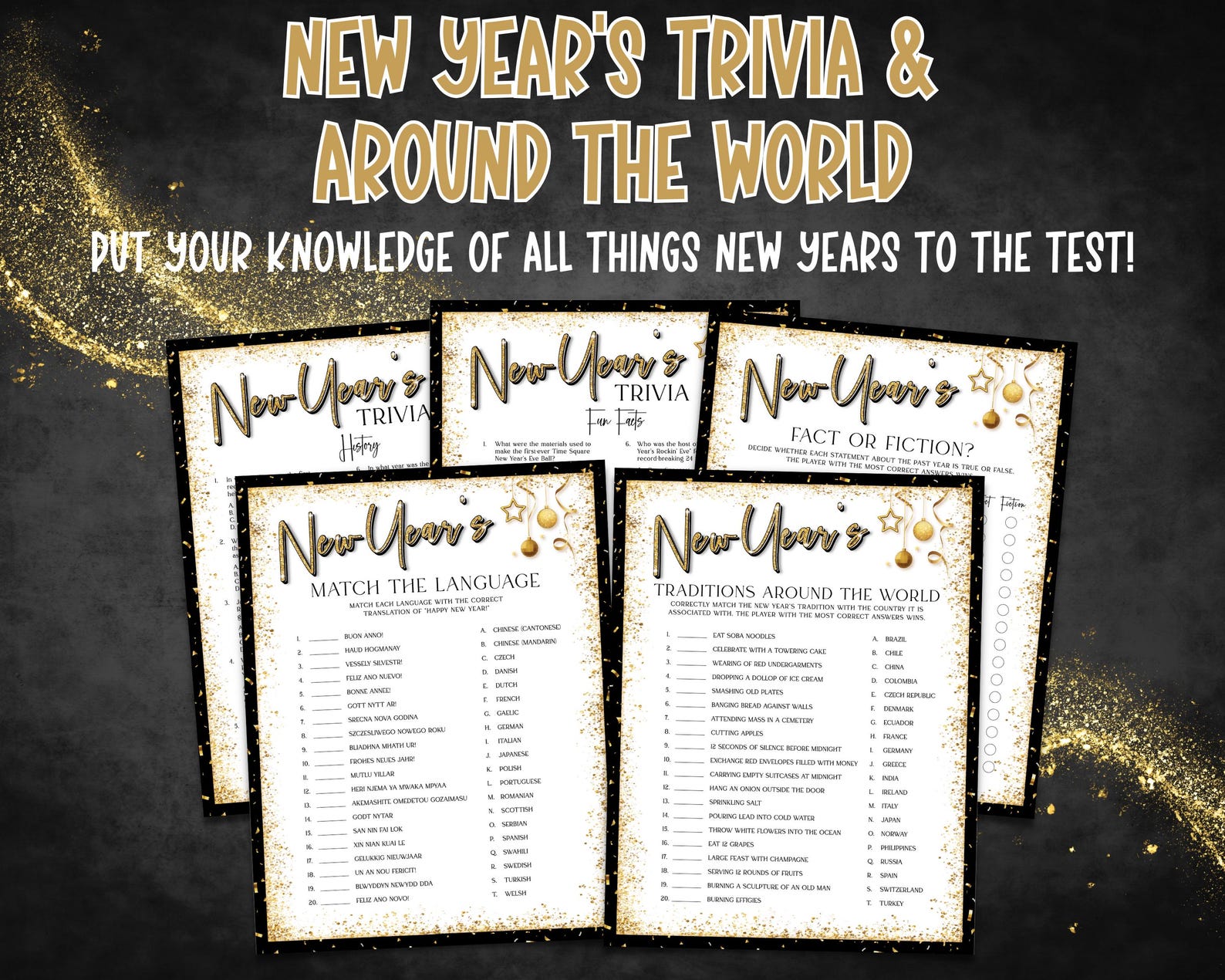 New Years Game Bundle, New Years Eve Printable Games, New Years ...