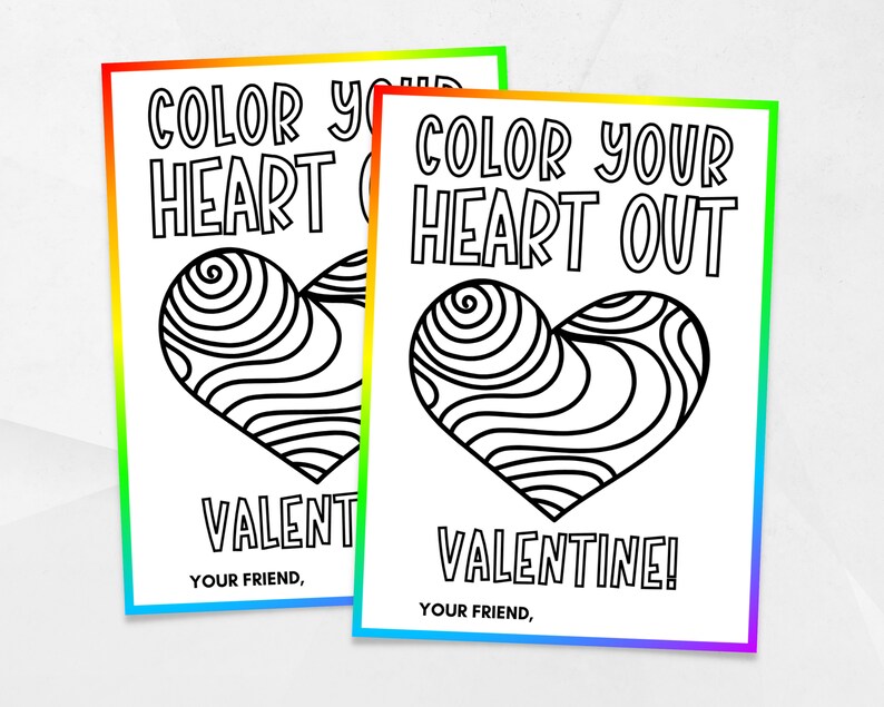 Color Valentine's Day Cards, Printable Valentine's for Kids, Kids ...