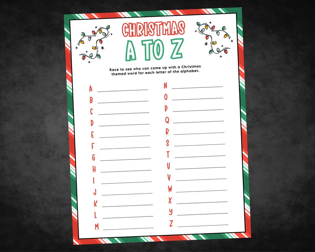 Christmas A to Z Game, Christmas Printable Game, Christmas Family Game ...