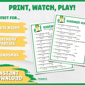Elf Movie Scavenger Hunt Scavenger Hunt Christmas Game Printable ...