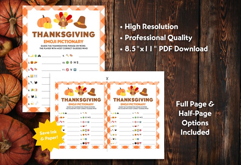 Thanksgiving Emoji Pictionary Game, Friendsgiving Party Games, Fall ...