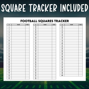 Football Squares Printable, Super Football Bowl Squares, Football ...