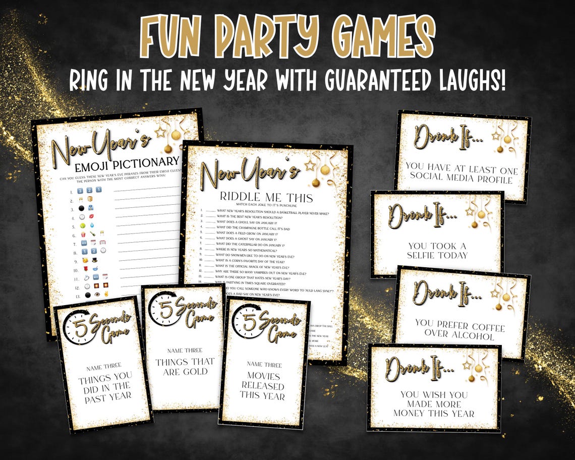 New Years Game Bundle, New Years Eve Printable Games, New Years ...