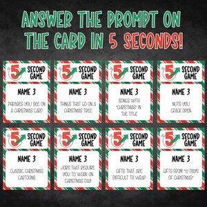 Christmas 5 Second Game, Printable Christmas Game, Christmas Party Game ...
