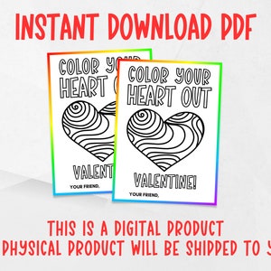 Color Valentine's Day Cards, Printable Valentine's for Kids, Kids ...