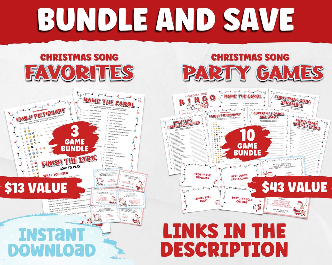Christmas Song Hum That Tune Game Christmas Carol Game Etsy