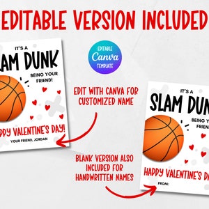 Basketball Valentine's Day Cards, Printable Valentine's for Kids, Kids ...