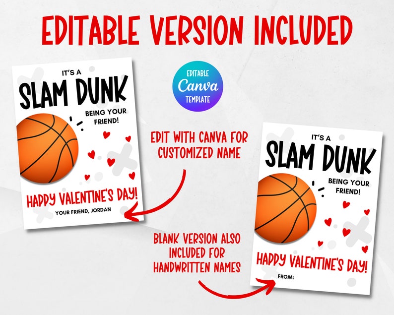 Basketball Valentine's Day Cards, Printable Valentine's for Kids, Kids ...