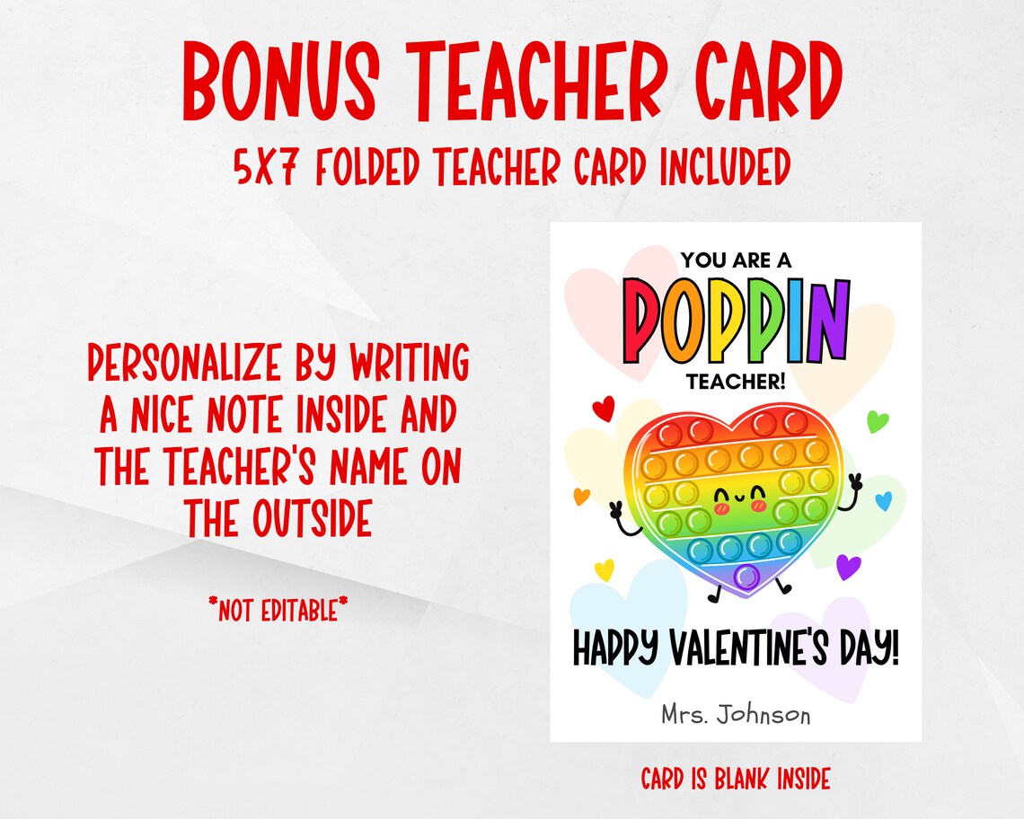 Pop It Valentine's Day Cards, Printable Valentine's for Kids, Kids ...