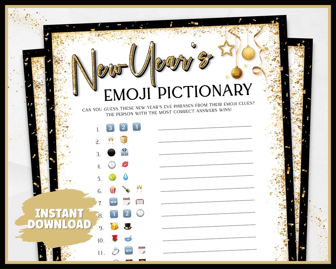 New Years Games Emoji Pictionary | New Years Eve Games | New Years ...