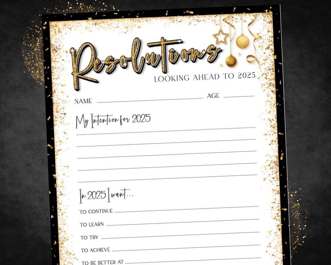 New Year Resolutions Printable, 2025 Resolution, 2024 End of Year, Year ...