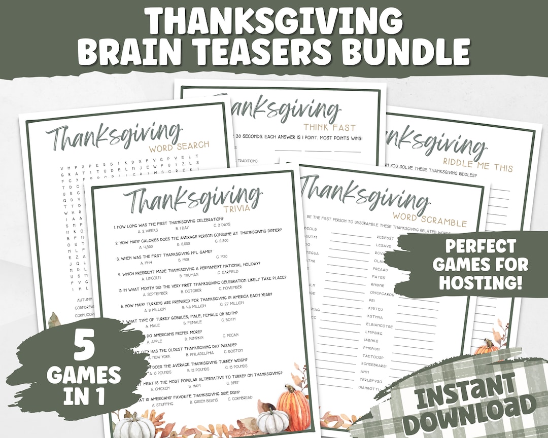 Thanksgiving Games Bundle | Thanksgiving Printable Games for Kids ...
