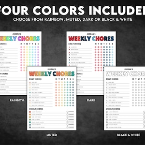 Editable Weekly Chore Chart for Kids, Printable Chore Chart, Kids Daily ...