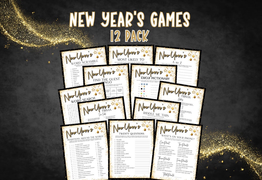 New Years Games Printable, New Years Eve Printable Games, New Years ...
