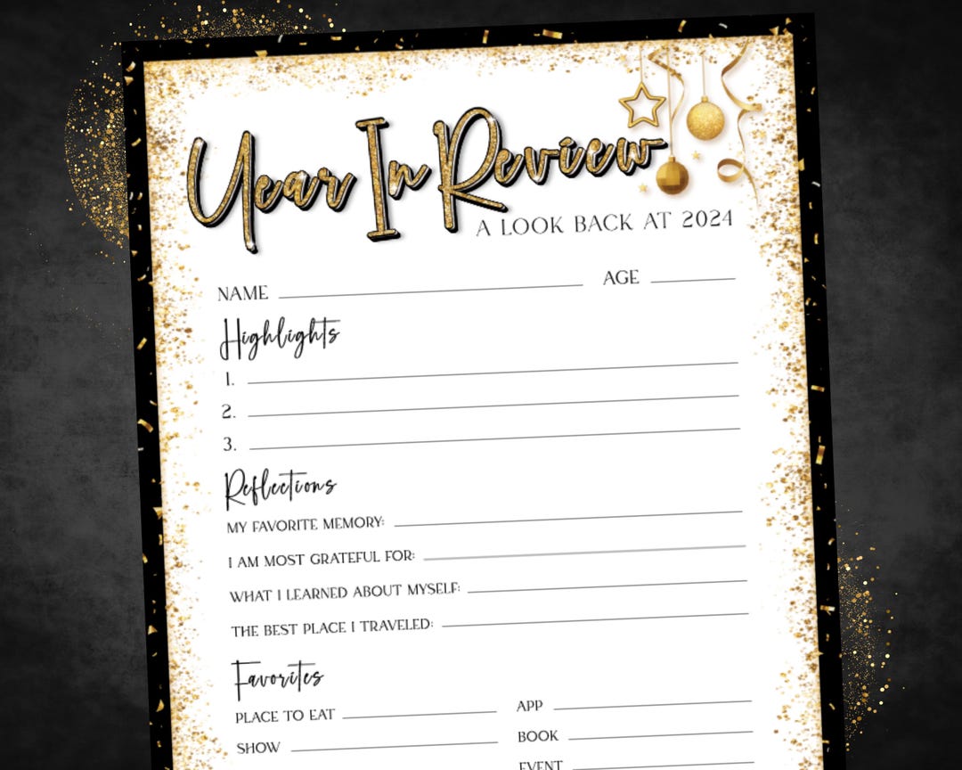 Year in Review Printable, Time Capsule, New Years Eve Recap, Self ...