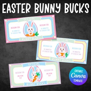 Easter Bunny Bucks Printable, Easter Play Money, Easter Egg Filler ...