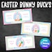 Easter Bunny Bucks Printable, Easter Play Money, Easter Egg Filler ...