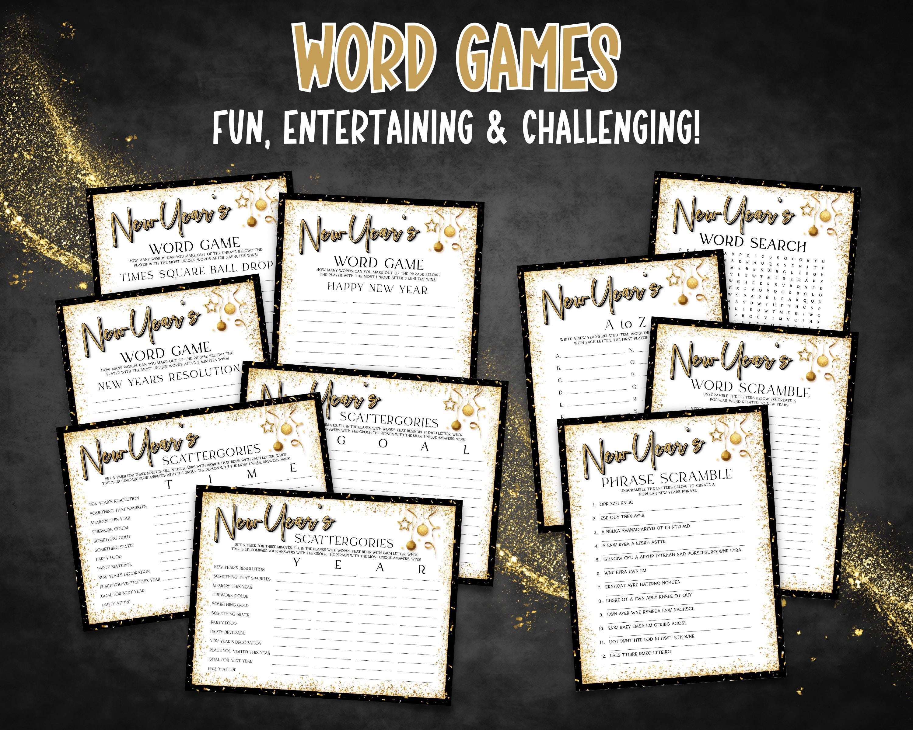 New Years Game Bundle, New Years Eve Printable Games, New Years ...