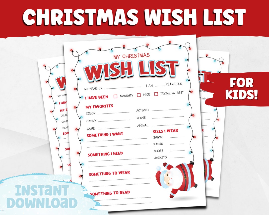 Christmas Wish List for Kids Christmas Wish List Printable Christmas My ...