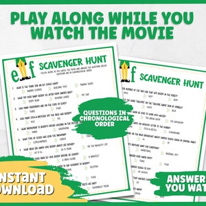 Elf Movie Scavenger Hunt | Scavenger Hunt | Christmas Game Printable ...