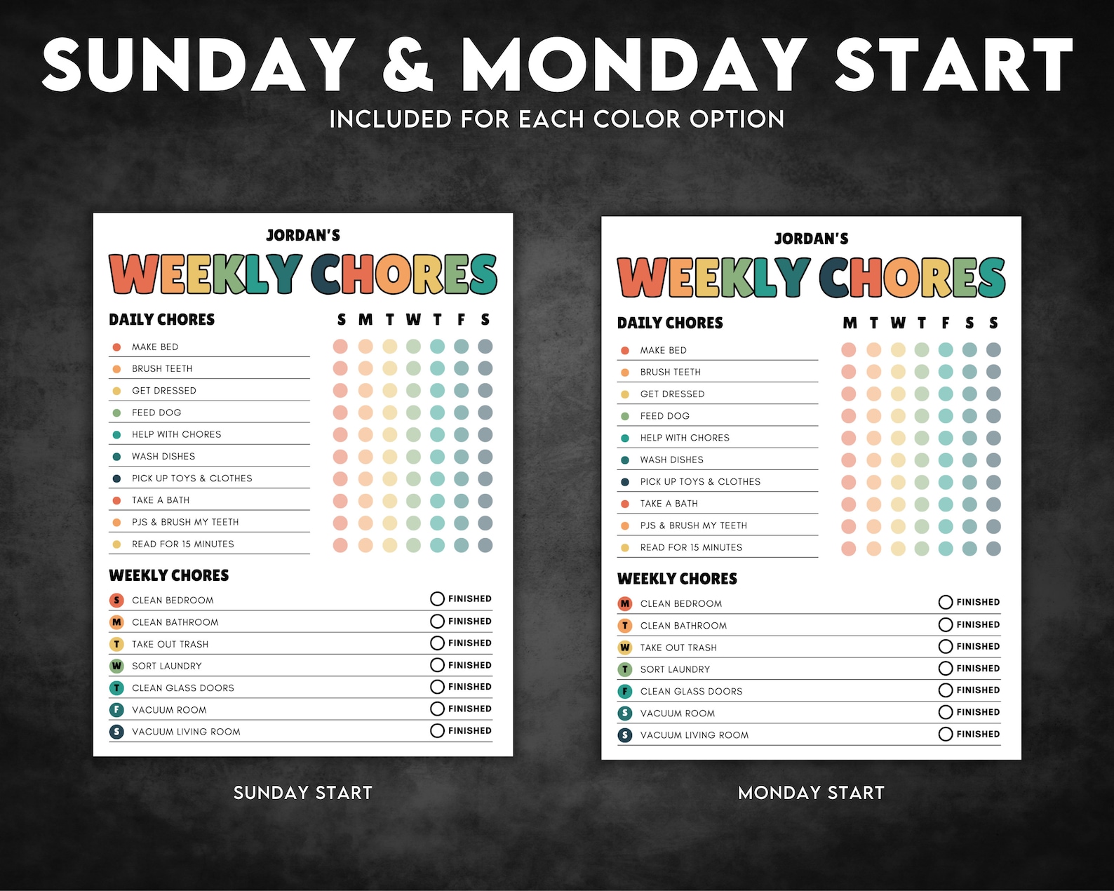 Editable Weekly Chore Chart for Kids, Printable Chore Chart, Kids Daily ...