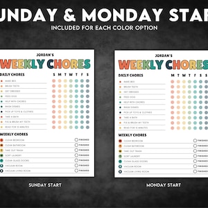Editable Weekly Chore Chart for Kids, Printable Chore Chart, Kids Daily ...