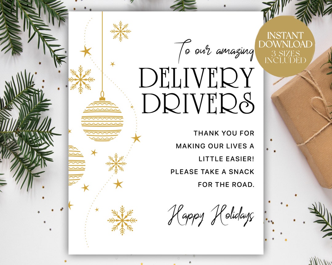 Delivery Driver Snack Sign | Thank You Delivery Drivers | Take A Snack ...