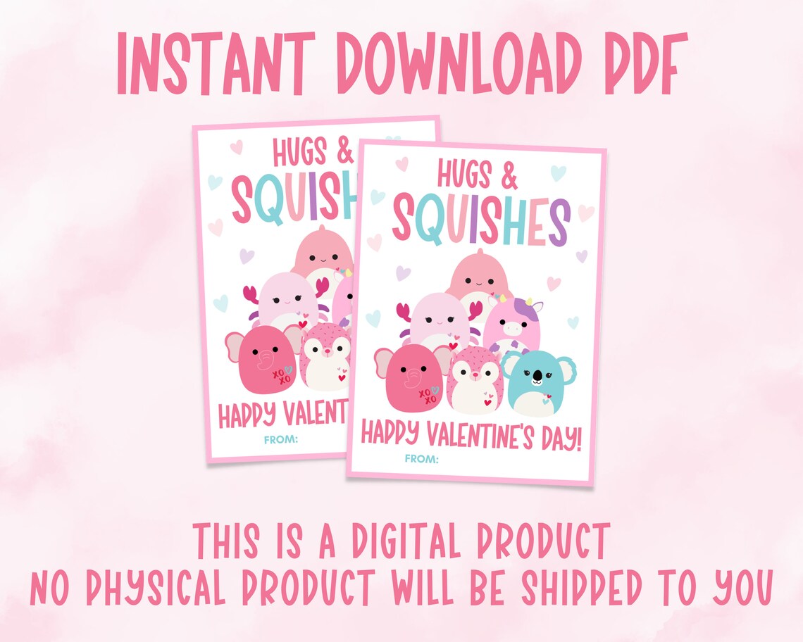Squish Valentine's Day Cards, Printable Valentine's for Kids, Kids ...
