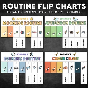 Kids Flip Routine Chart, Editable Flip Routine Chart, Editable Chore ...