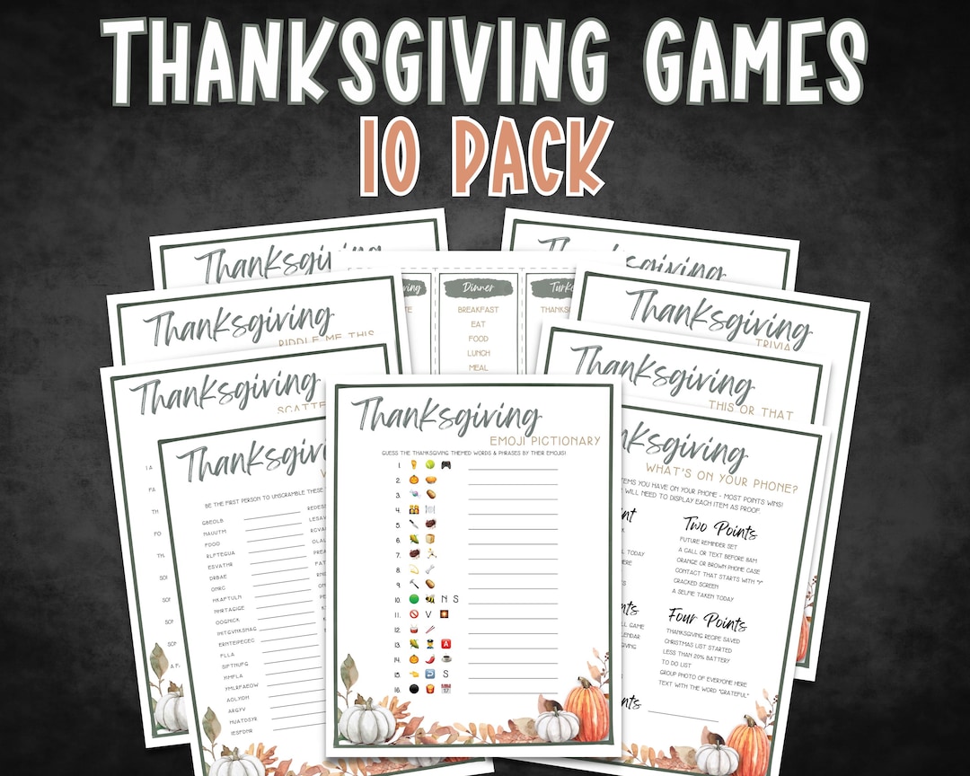 Thanksgiving Printable Games | Thanksgiving Games Bundle ...