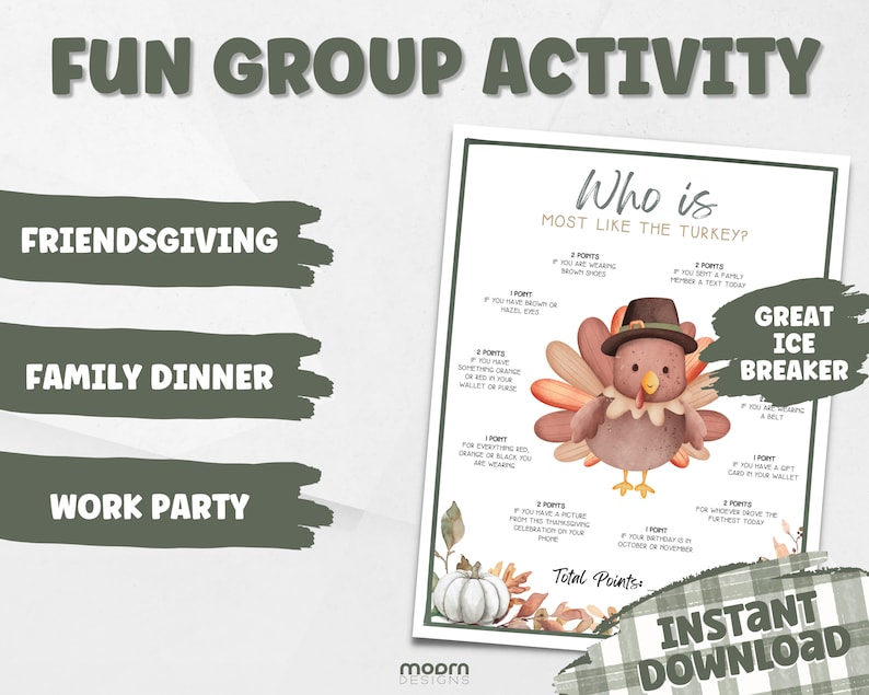 Thanksgiving Game Printable Fall Game Thanksgiving - Etsy
