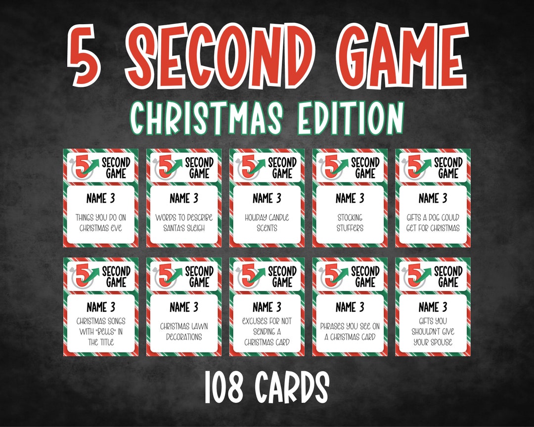 Christmas 5 Second Game, Printable Christmas Game, Christmas Party Game ...
