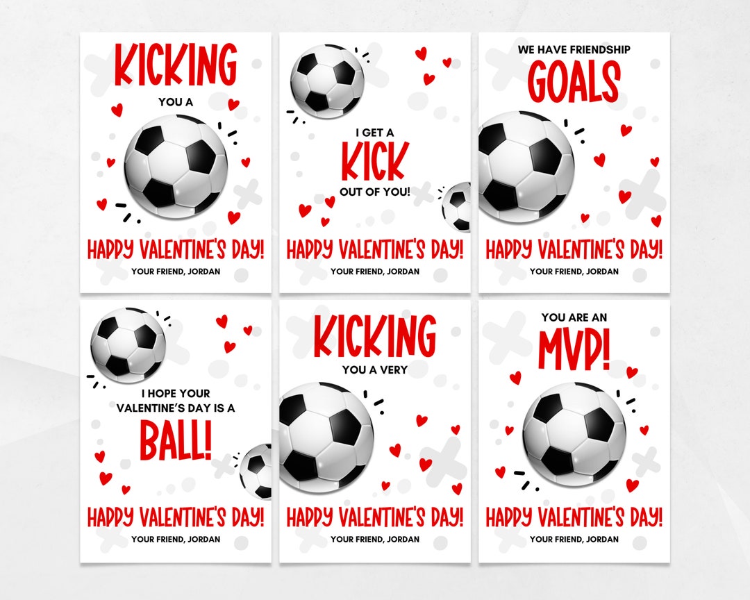 Soccer Valentine's Day Cards, Printable Valentine's for Kids, Kids ...