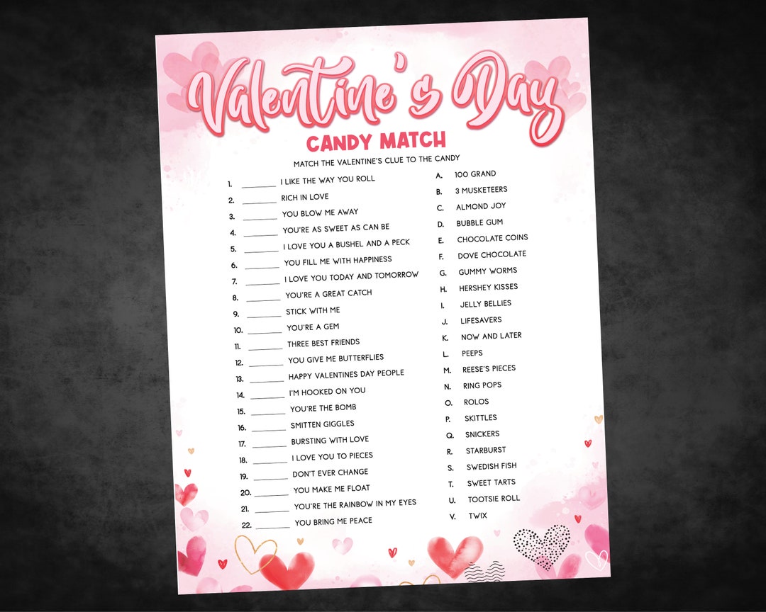 Valentine's Day Games, Valentine's Candy Match, Valentine's Fun ...