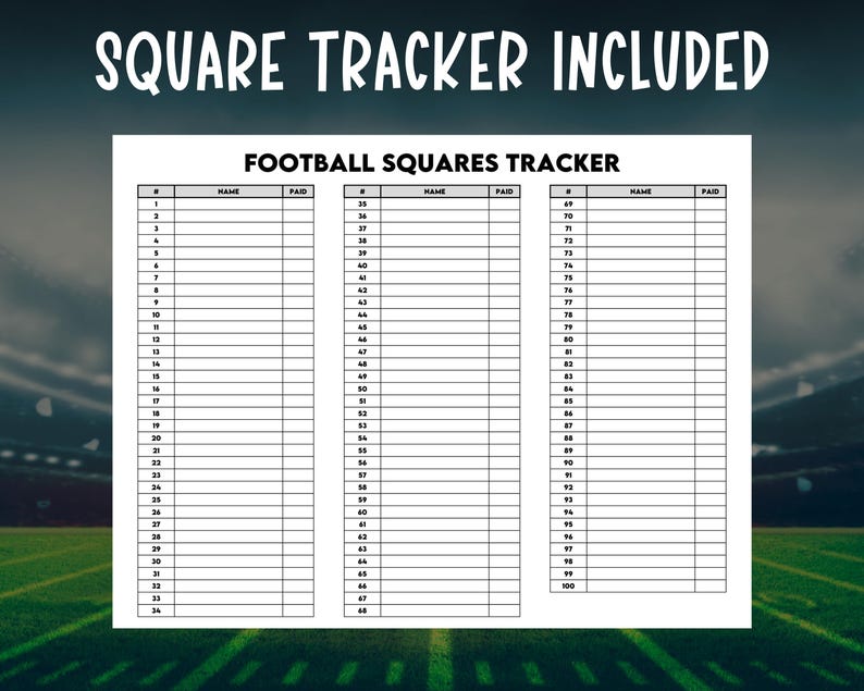 Football Squares Printable, Super Football Bowl Squares, Football ...
