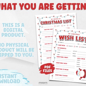Christmas Wish List Printable Set Christmas Wish List for Kids and ...