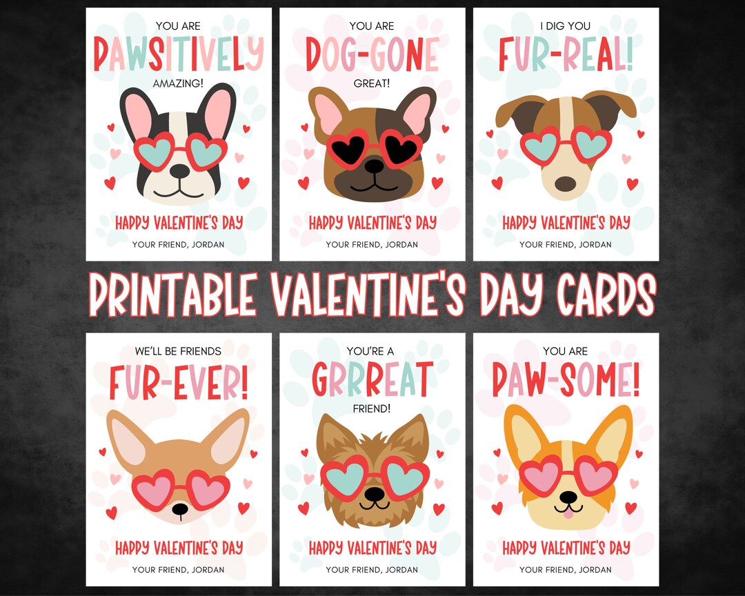 Dog Valentine's Day Cards, Printable Valentine's for Kids, Kids ...