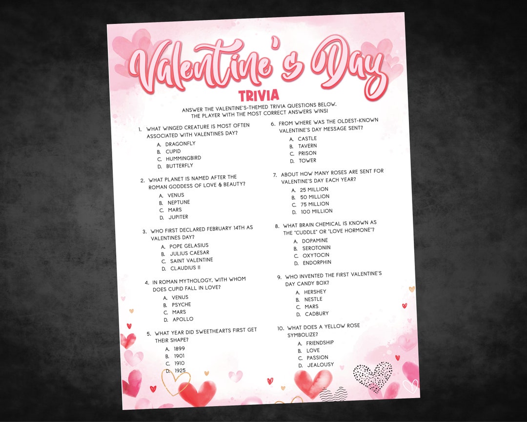 Valentine's Day Games, Valentine's Day Trivia, Valentine's Fun ...