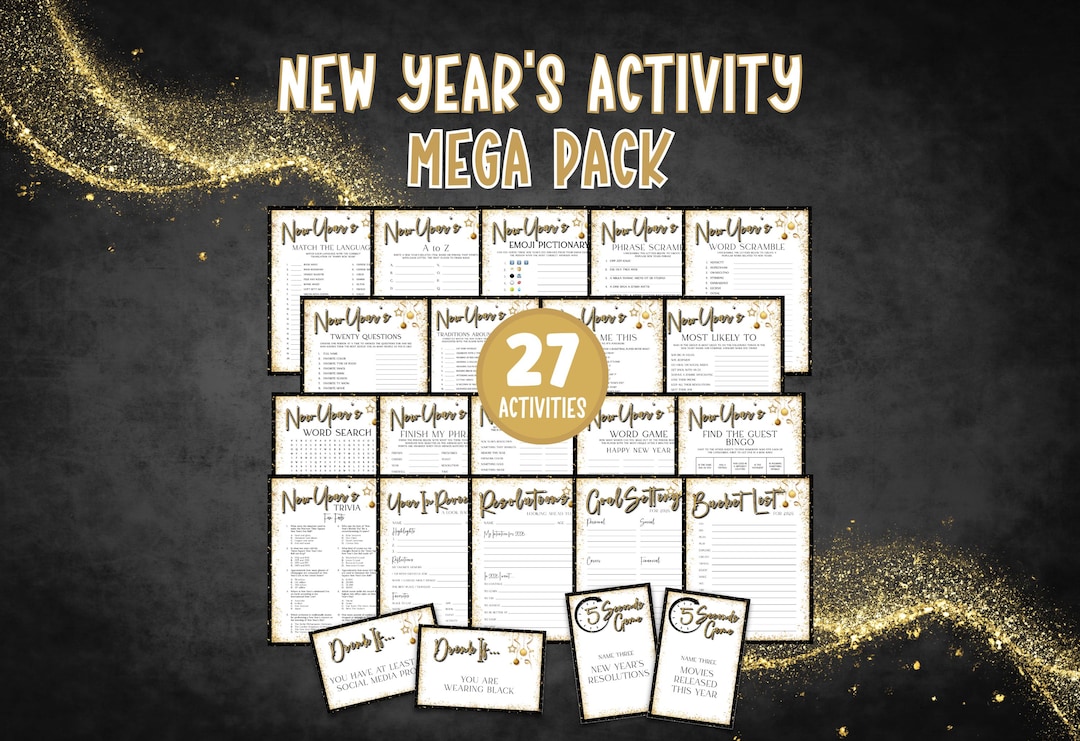 New Years Game Bundle, New Years Eve Printable Games, New Years ...