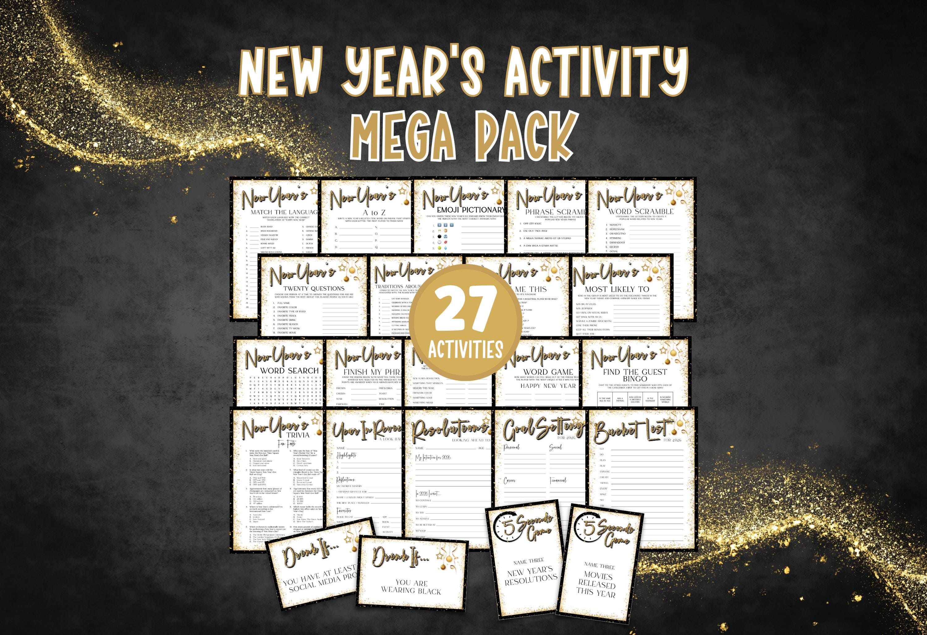 New Years Game Bundle, New Years Eve Printable Games, New Years ...