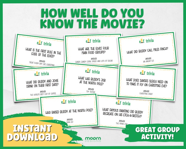 Christmas Trivia Game | Elf Christmas Movie Trivia Game | Christmas ...