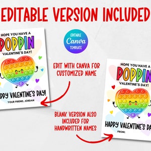 Pop It Valentine's Day Cards, Printable Valentine's for Kids, Kids ...