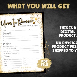 Year in Review Printable, Time Capsule, New Years Eve Recap, Self ...