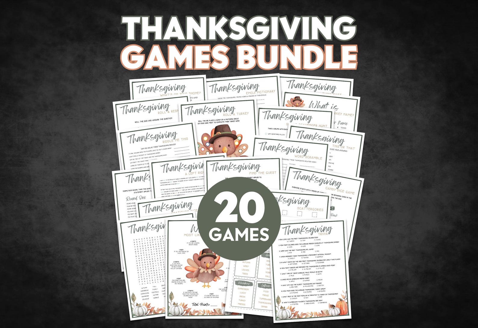 Thanksgiving Games, Printable Family Activities, Fun Party Games ...