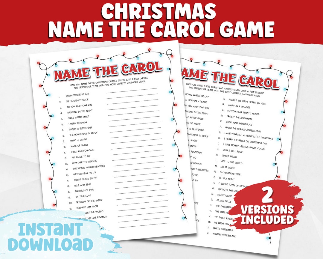 Christmas Song Trivia Game Christmas Carol Game Christmas Game ...